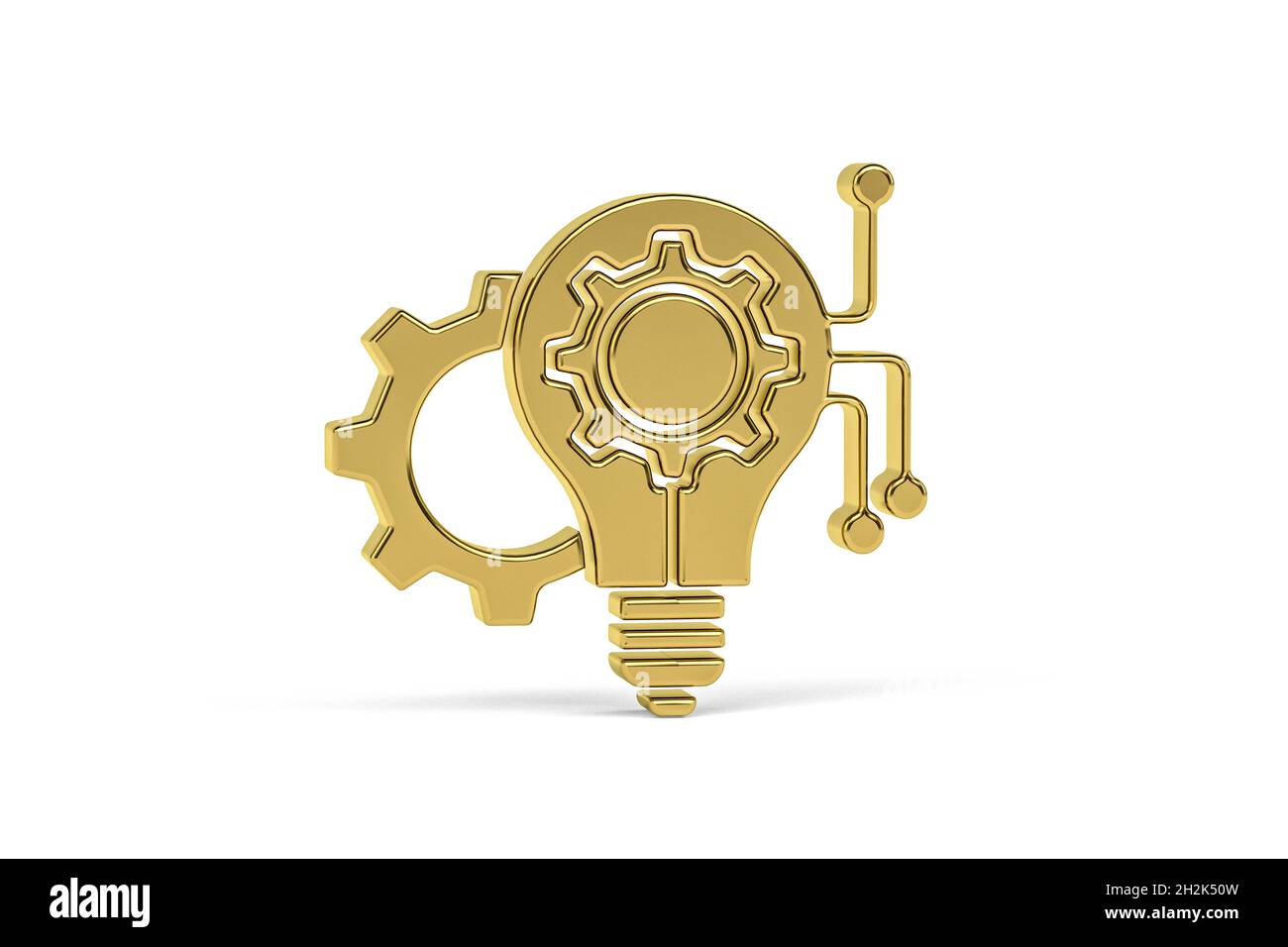 Golden 3d innovation icon isolated on white background - 3d render ...
