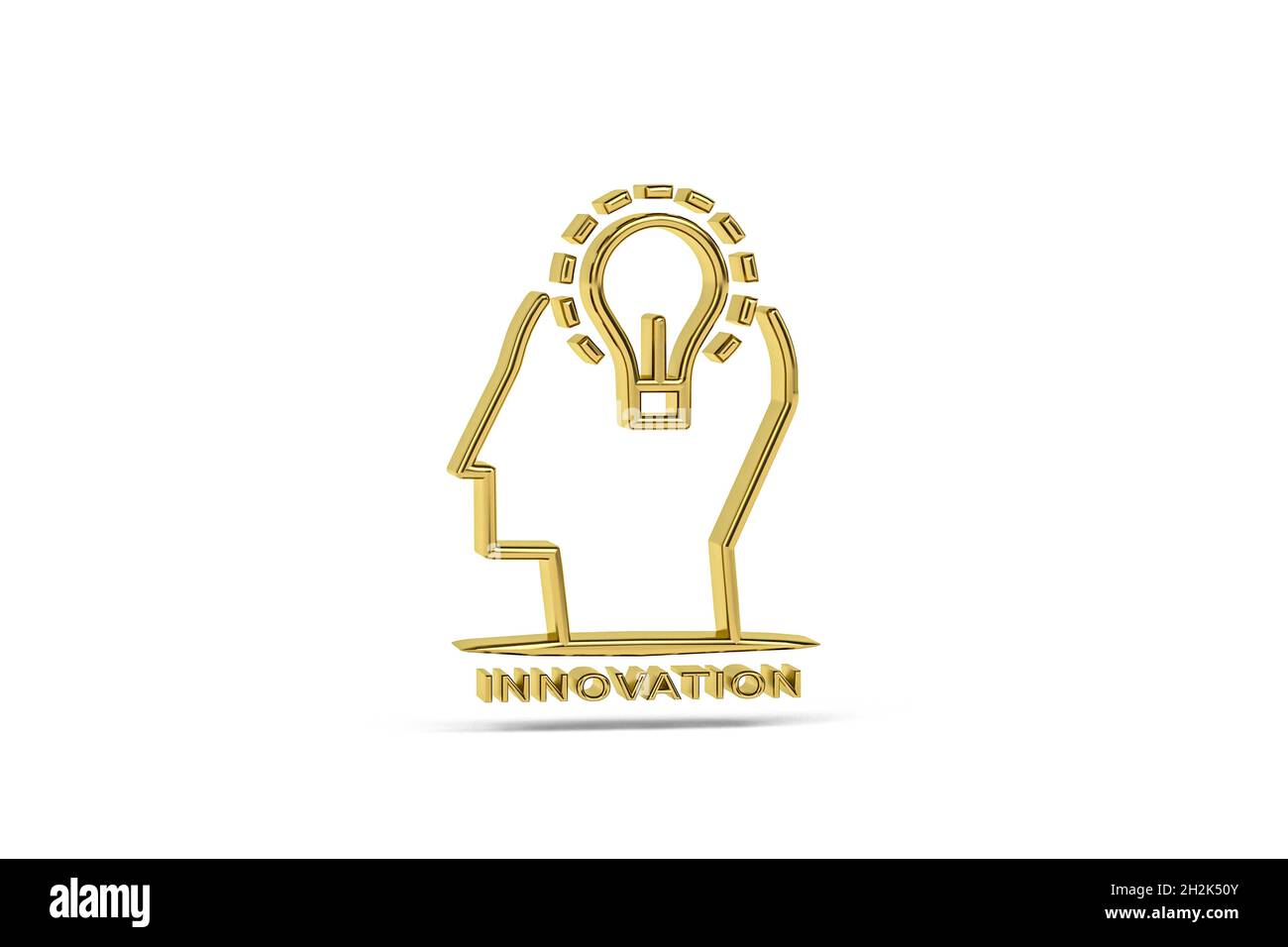 Golden 3d innovation icon isolated on white background - 3d render ...