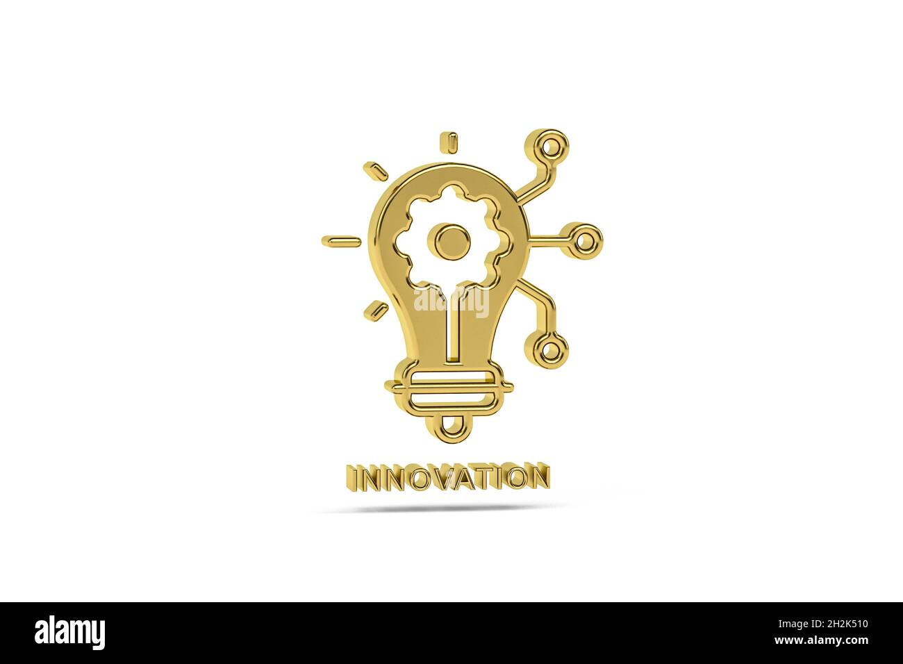Golden 3d innovation icon isolated on white background - 3d render ...