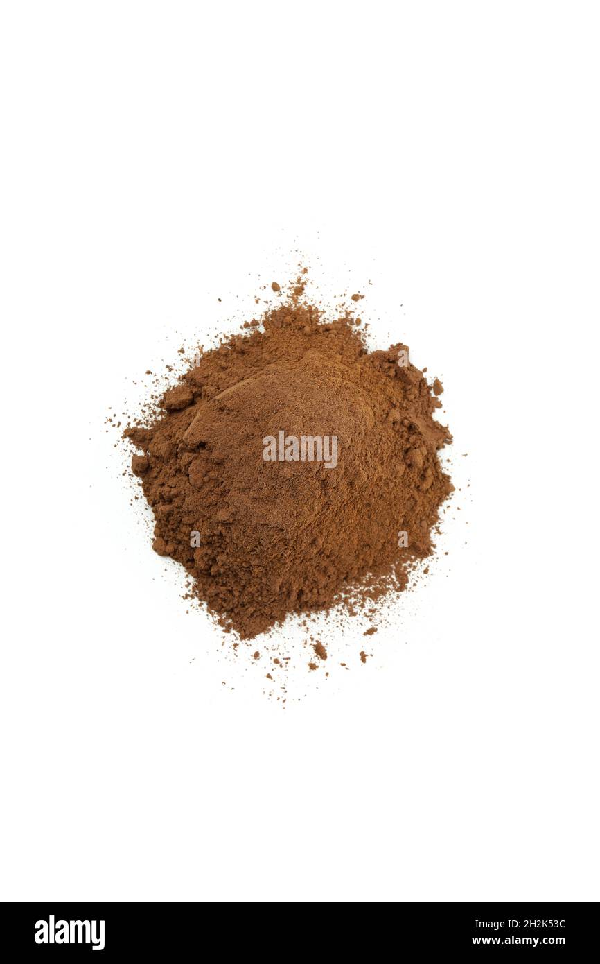 Cocoa powder isolated on white background,top view Stock Photo - Alamy