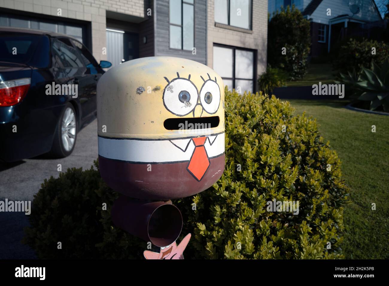AUCKLAND, NEW ZEALAND - Oct 16, 2021: Mailbox SpongeBob SquarePants ...