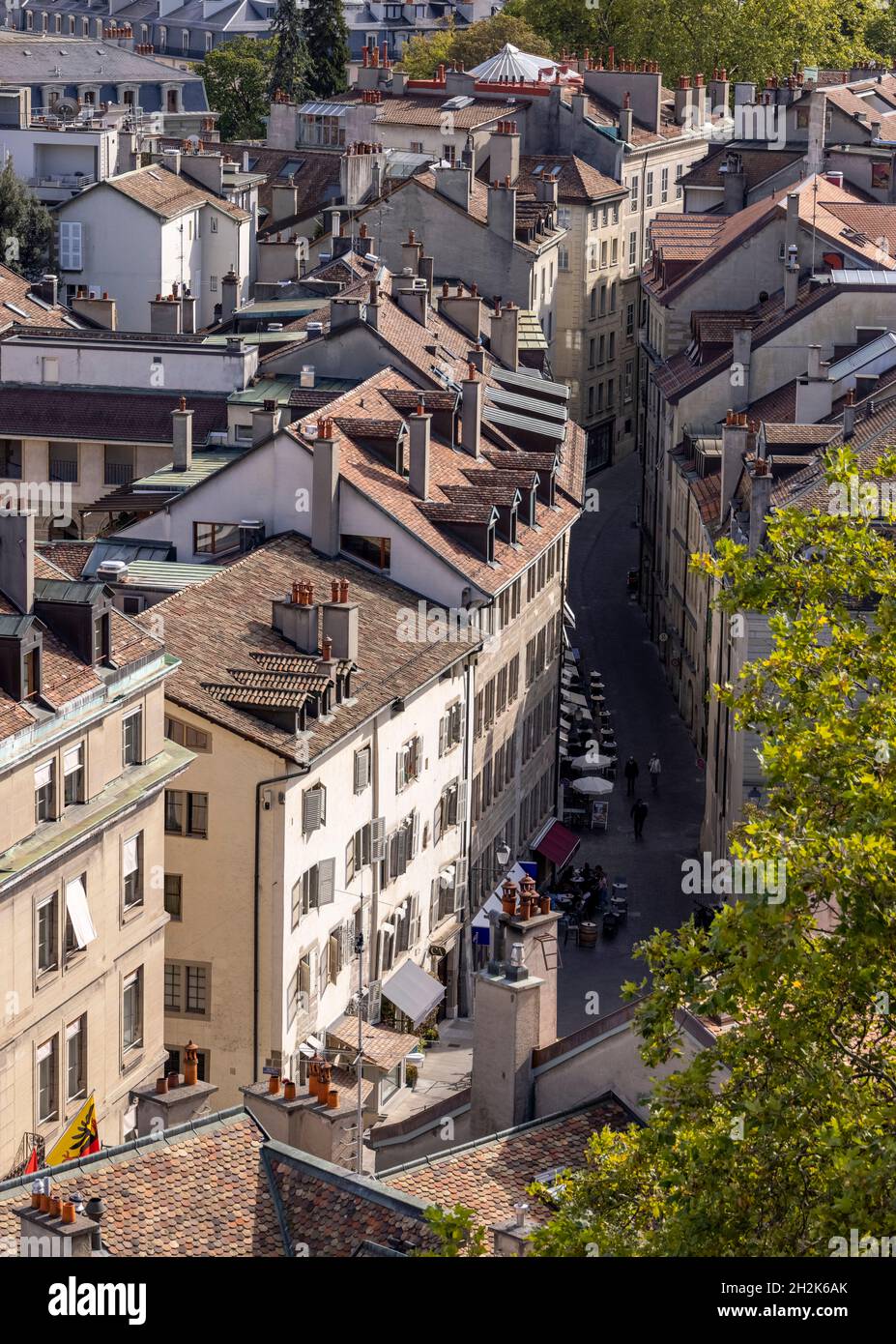 narrow streets of old town, Geneva, Switzerland Stock Photo - Alamy
