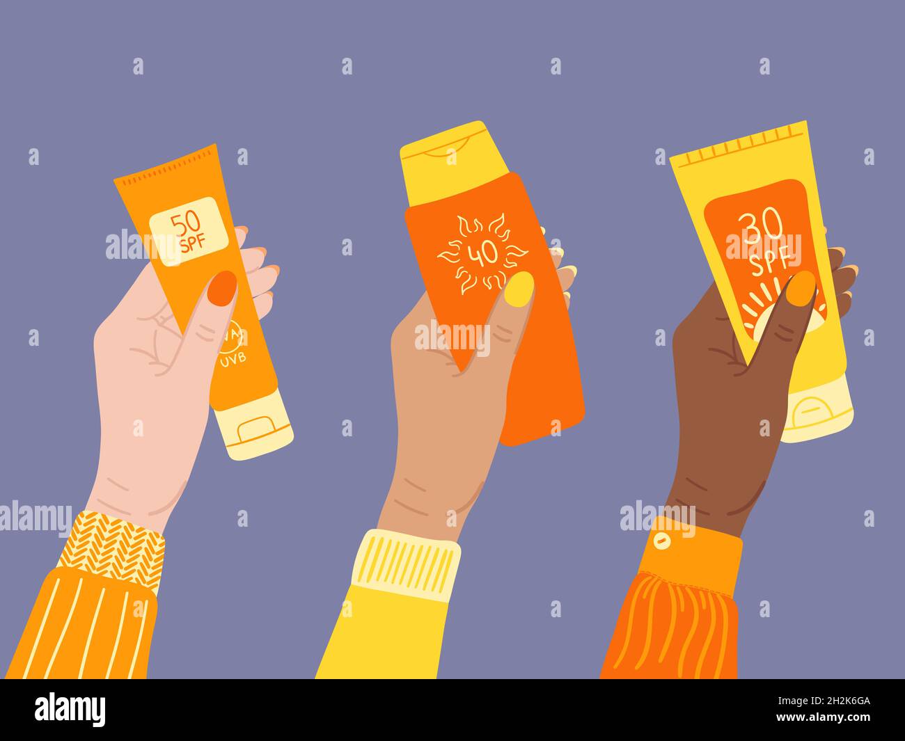 Set of sunscreen bottles, tubes with different SPF from 30 to 50 in ...