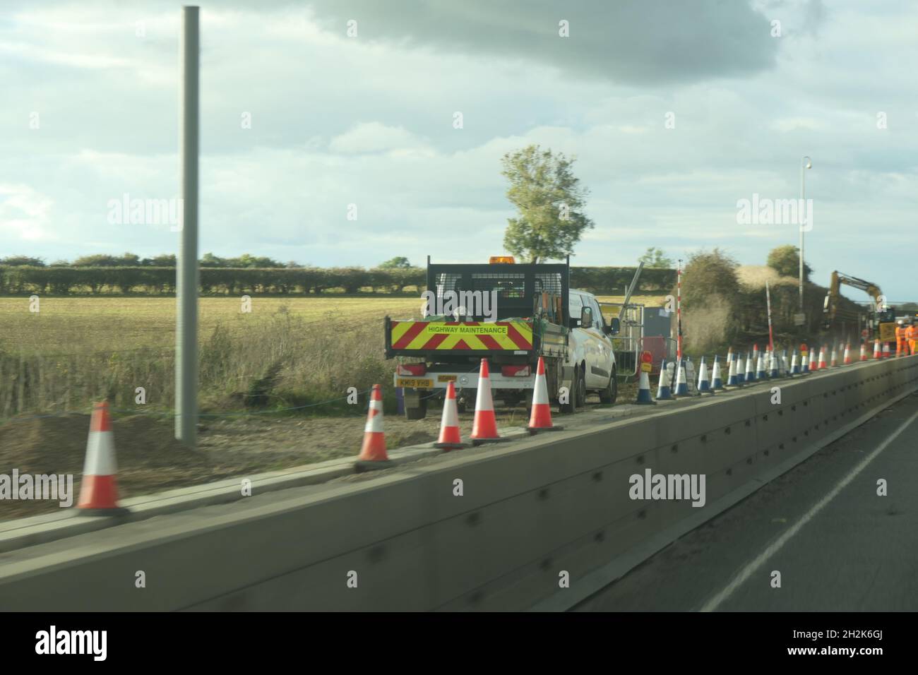 M1 motorway being altered to a Smart motorway Northamptonshire UK with ...