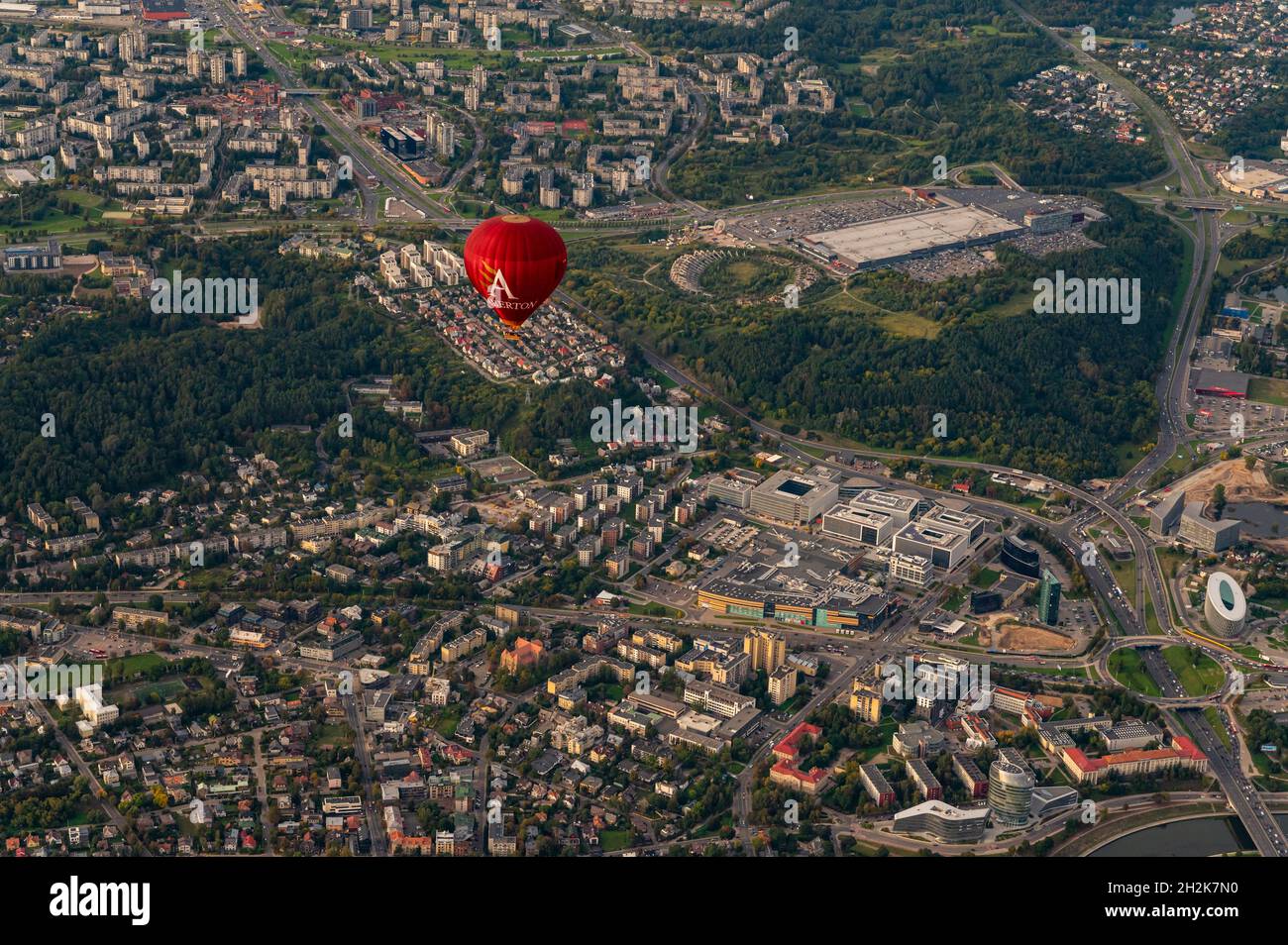 Vilnius, Lithuania - September 14, 2021: Vibrant red hot air balloon ...