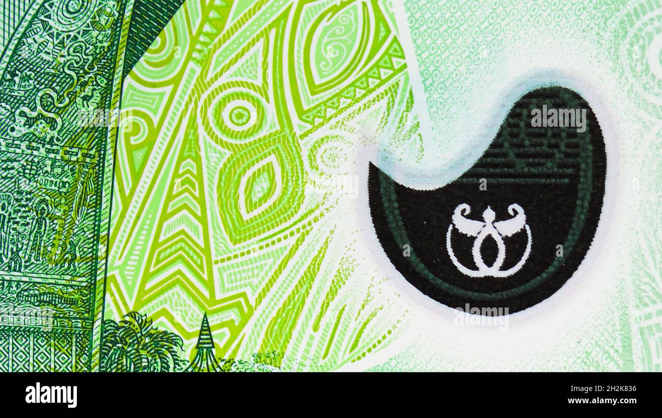 2 Kina polymer banknote, Bank of Papua New Guinea, closeup bill ...