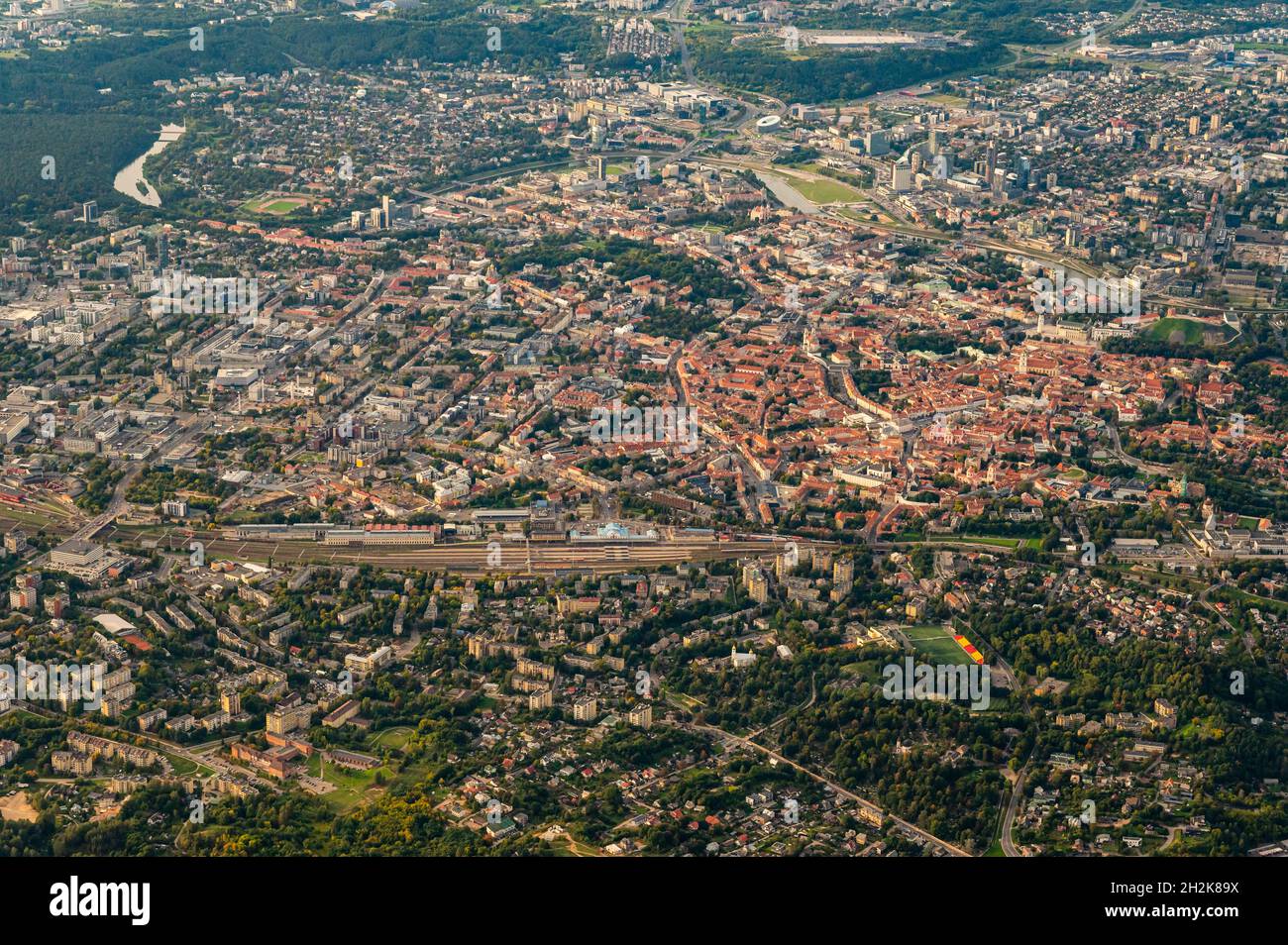 Scenic view on central part of Vilnius capital of Lithuania from hot ...