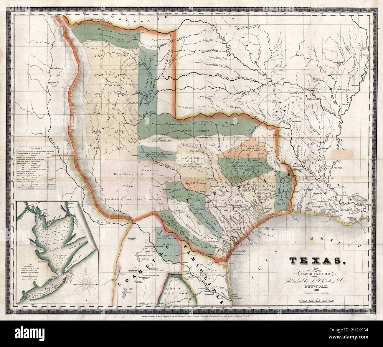 Illustration of the old vintage map of Texas state of USA Stock Photo ...