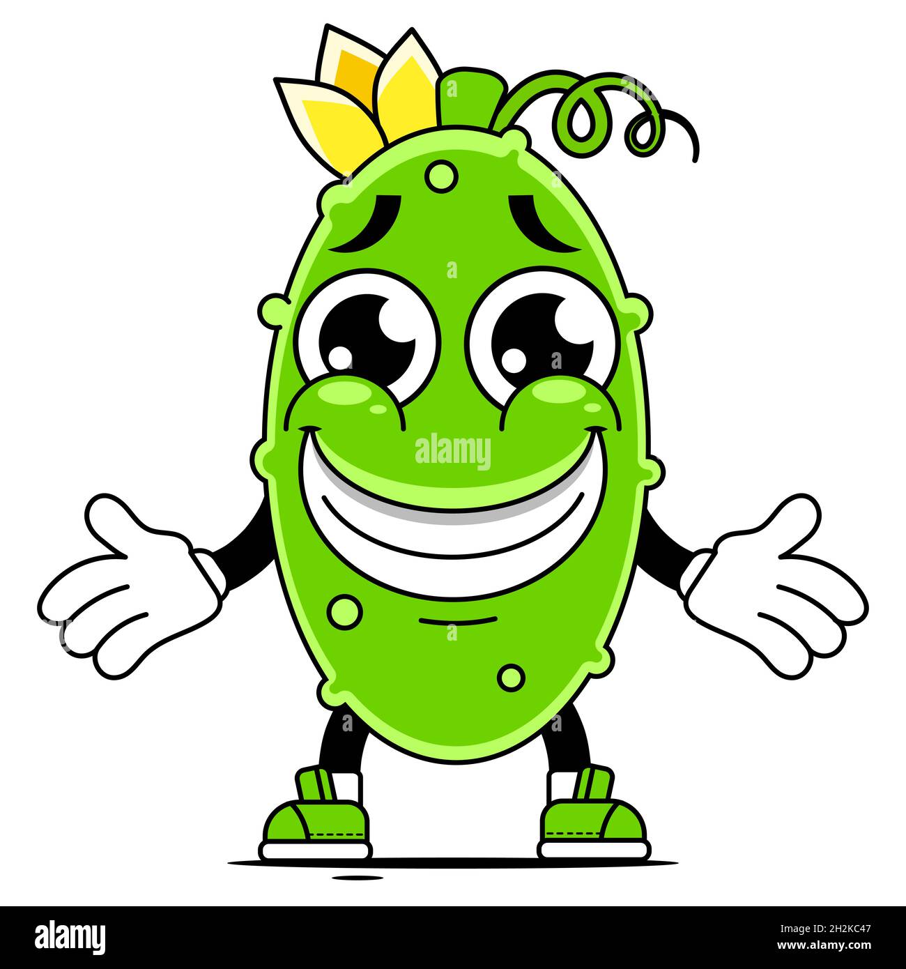 Vector illustration funny cucumber cartoon character in a round frame ...
