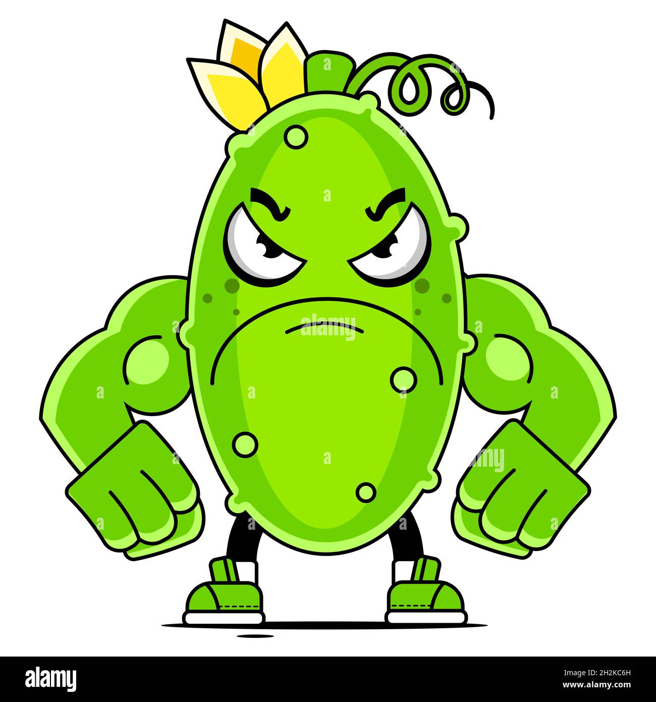 Vector illustration funny cucumber cartoon character in a round frame ...