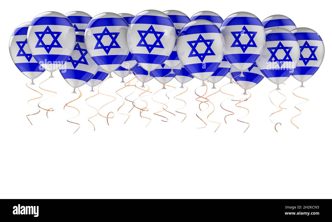 Balloons with Israeli flag, 3D rendering isolated on white background ...