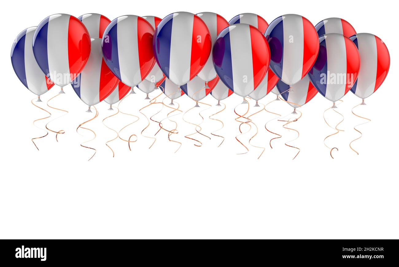 Balloons with French flag, 3D rendering isolated on white background ...