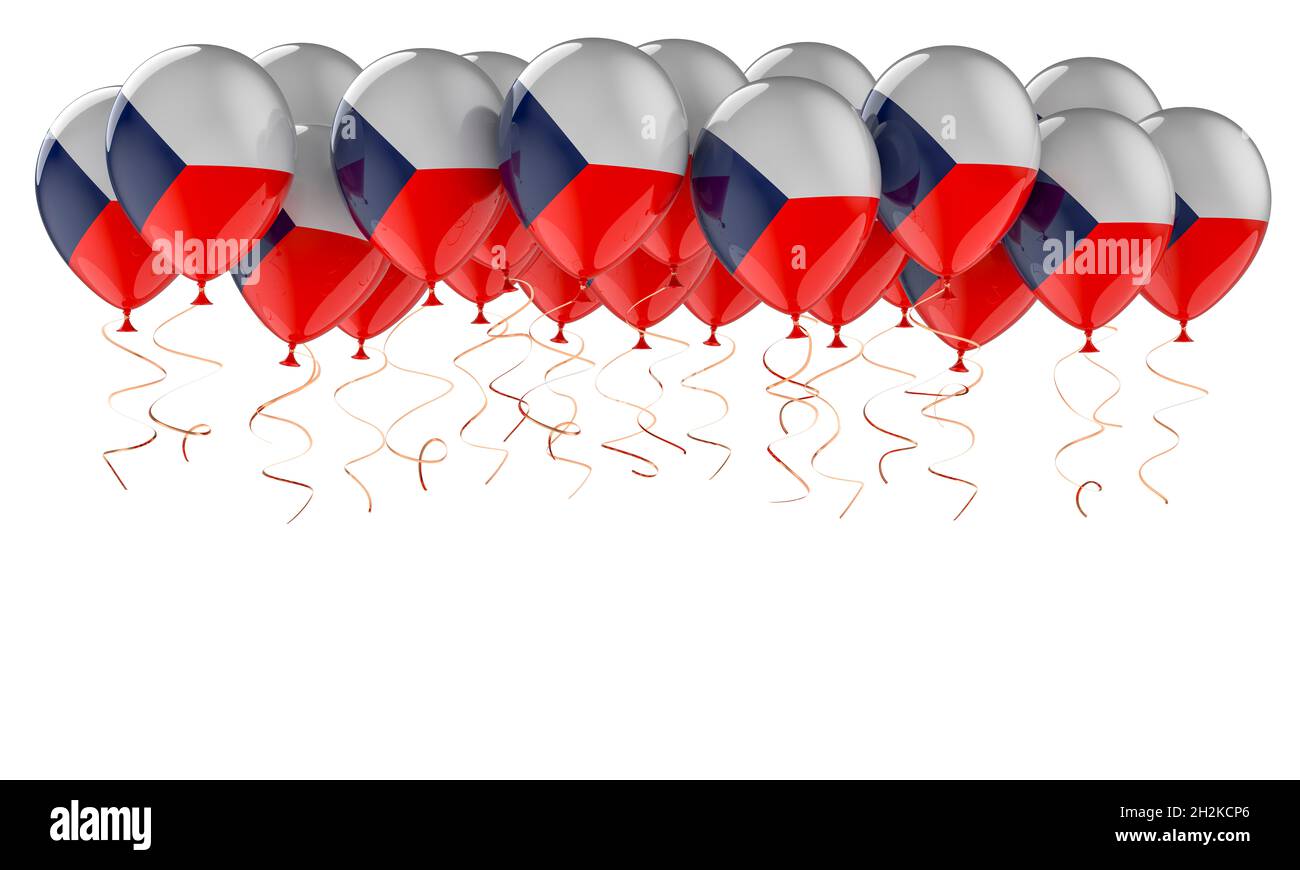 Balloons with Czech flag, 3D rendering isolated on white background ...