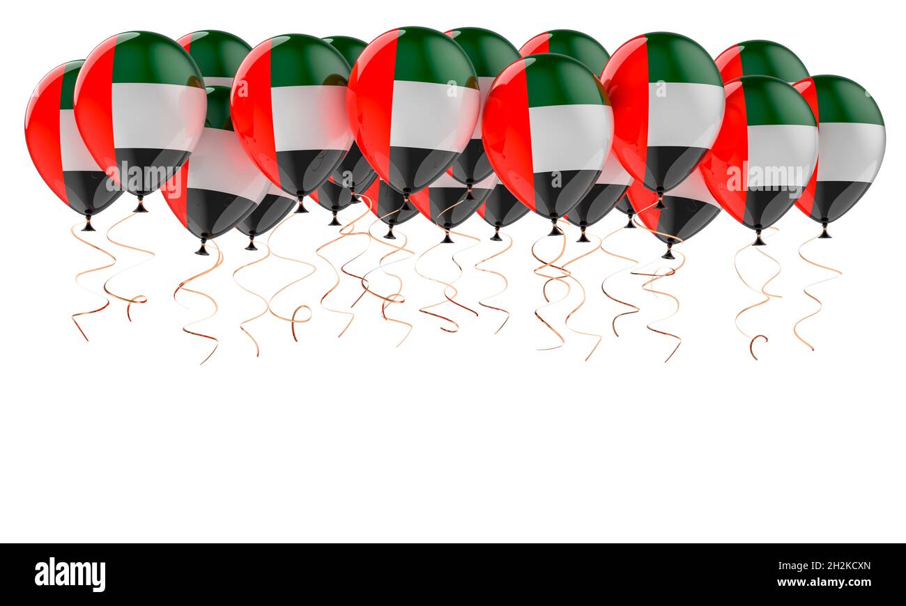Balloons with the United Arab Emirates flag, 3D rendering isolated on ...