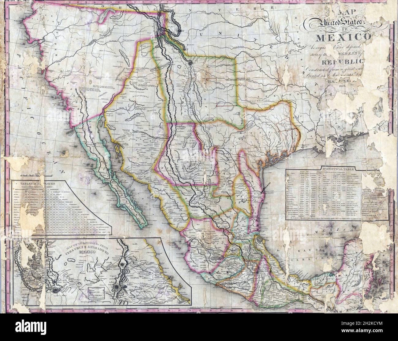 Map of the United States of Mexico. / Tanner, Henry S. / 1826 Stock ...