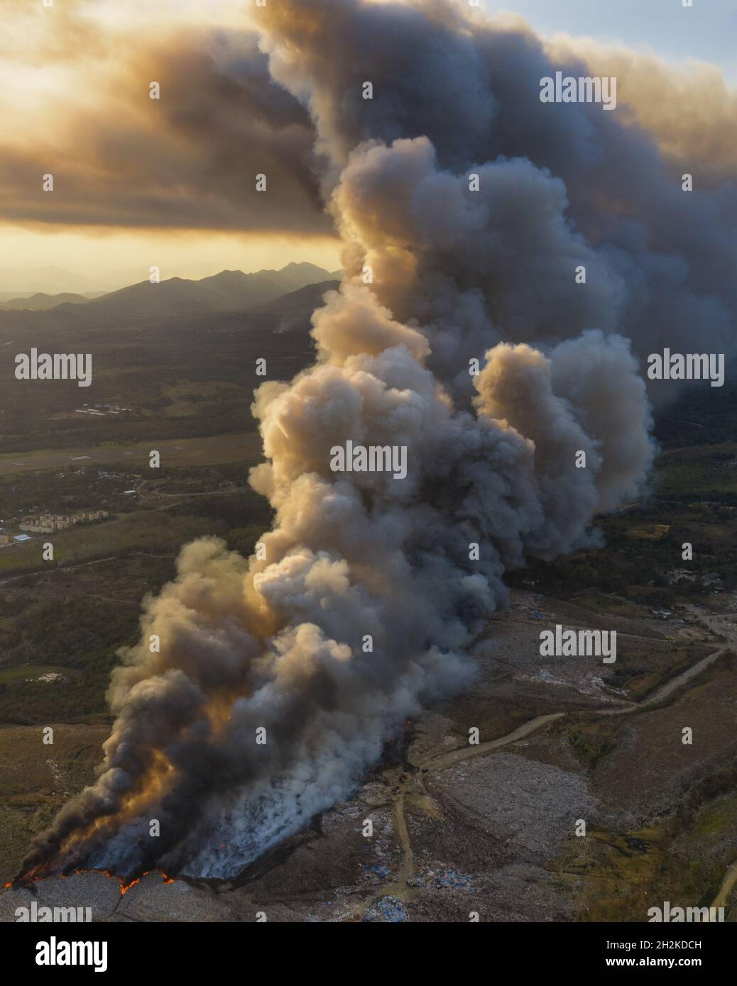 Aerial view of a wildfire in the fields Stock Photo - Alamy