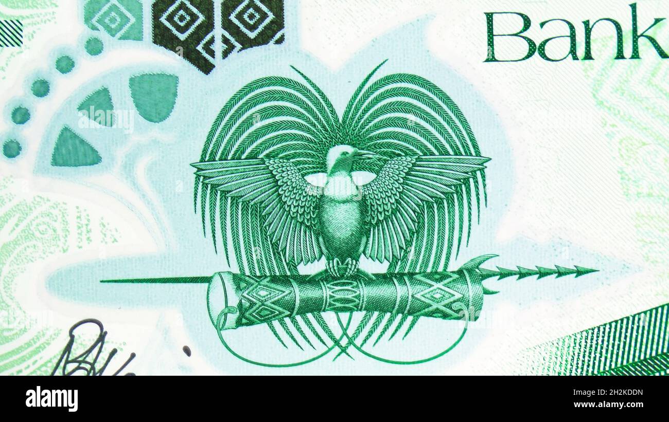 2 Kina polymer banknote, Bank of Papua New Guinea, closeup bill ...