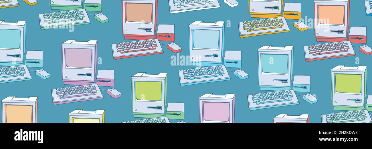 Vintage desktop computers Stock Vector Images - Alamy