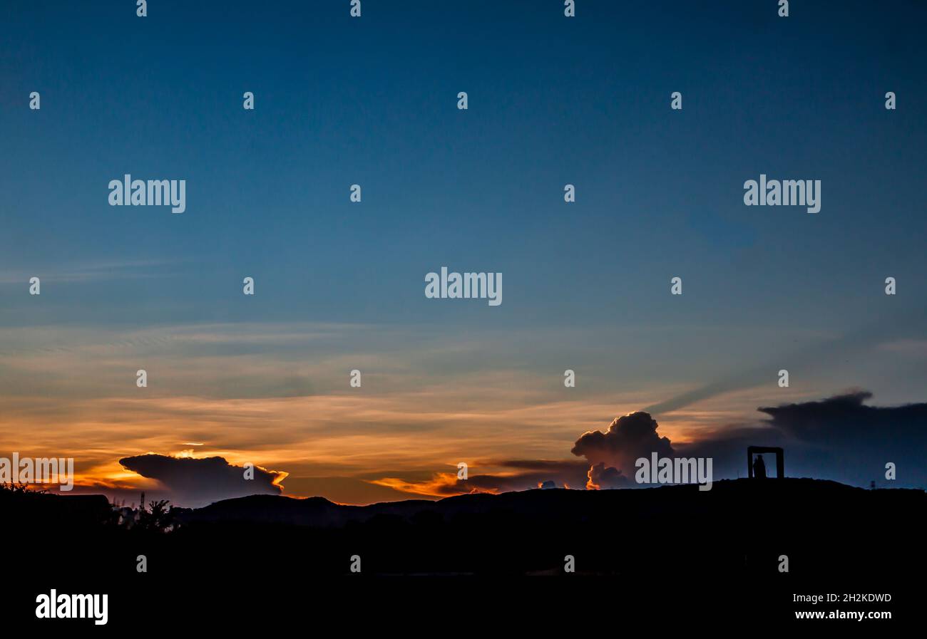 Landscape of sunset, dusk, or twilight on the horizon, multi color ...