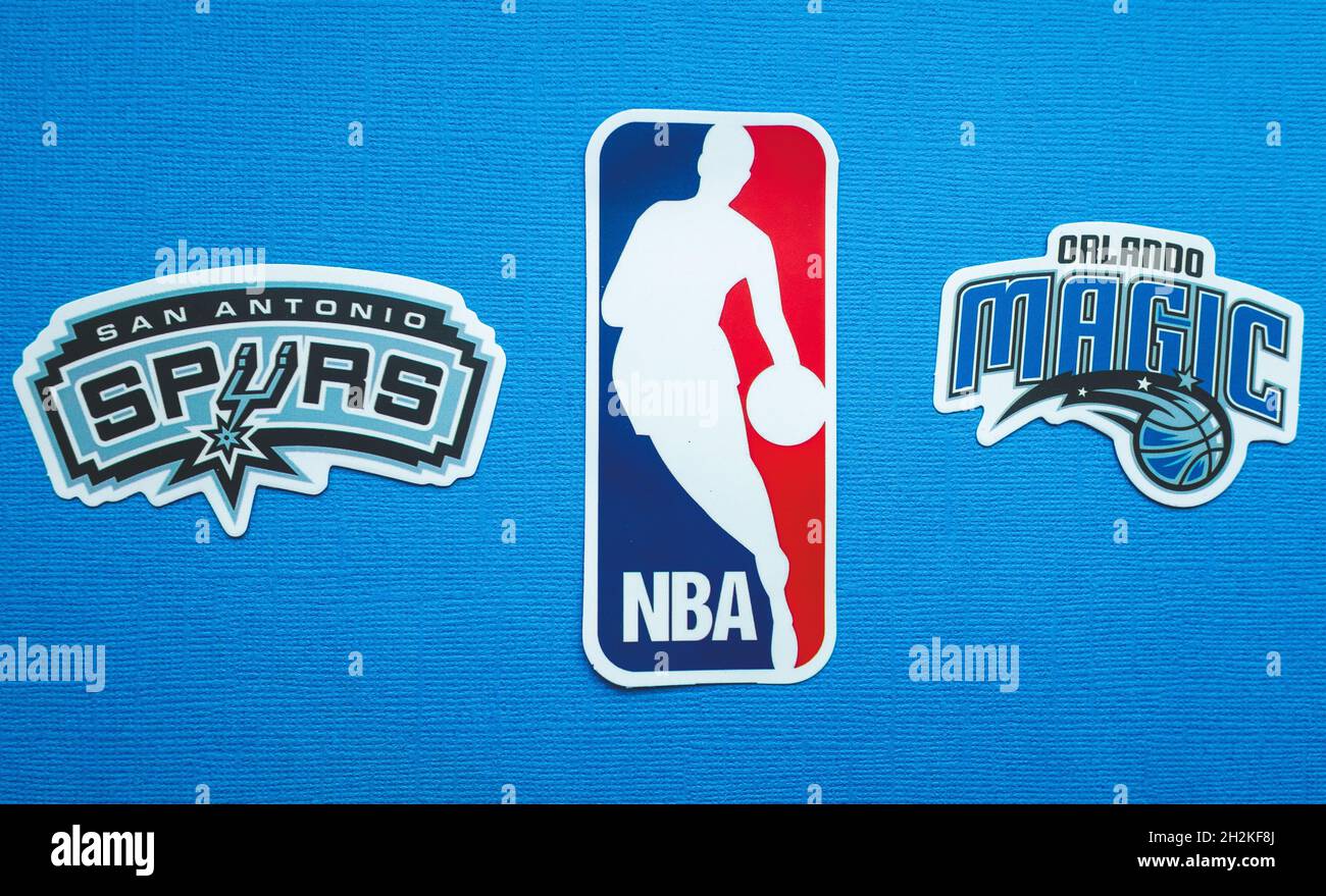 October 1, 2021, Springfield, USA, Emblems of the Orlando Magic and San ...