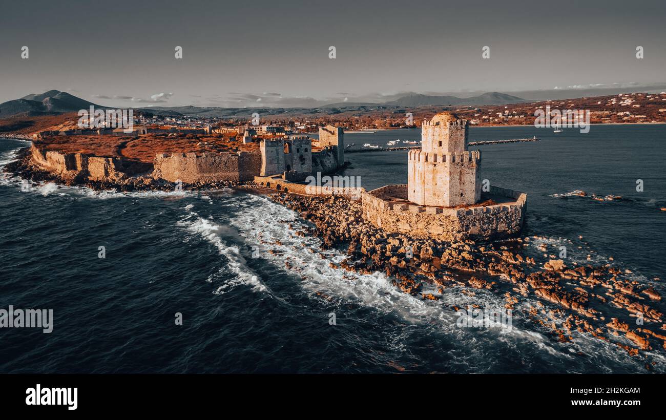 Breathtaking shot of medieval castle of Methoni Greece Stock Photo - Alamy
