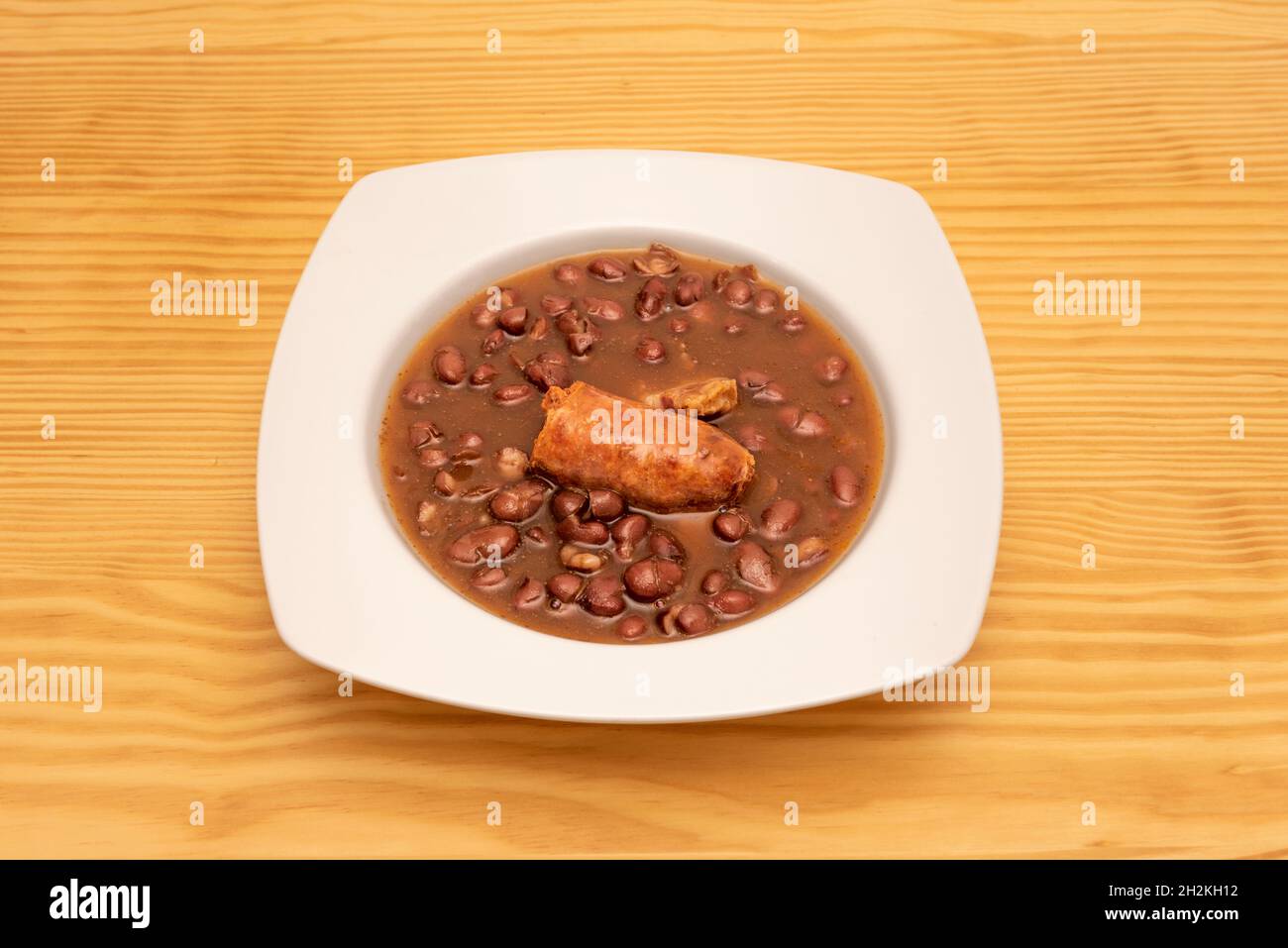 Spanish stew of pinto beans from Tolosa with chorizo and cooked bacon ...