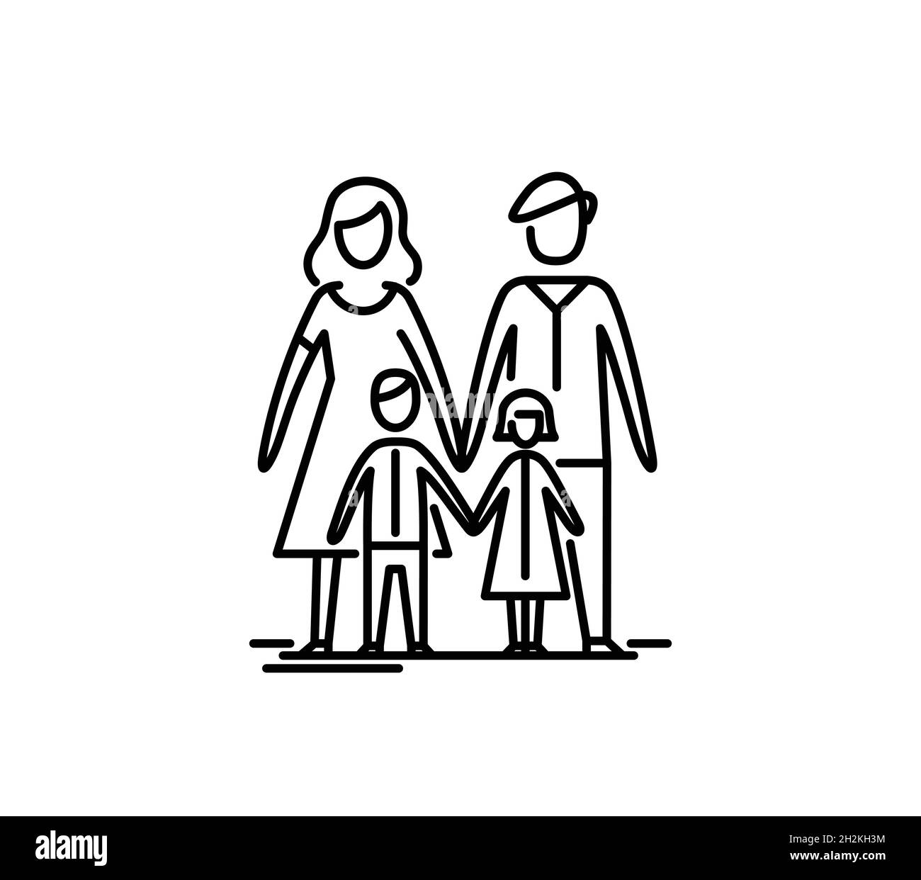 Family two adults two children Stock Vector Images - Alamy