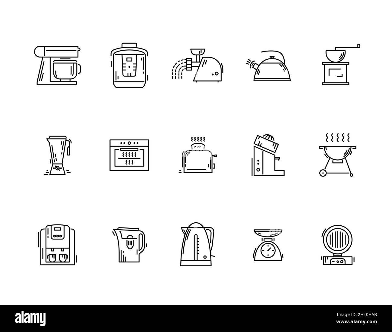 Kitchen appliances and kitchenware icons - vector icon set Stock Vector ...