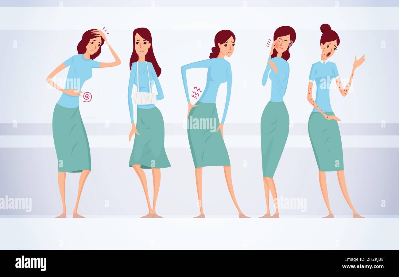 Different kinds of female diseases vector illustration Stock Vector ...