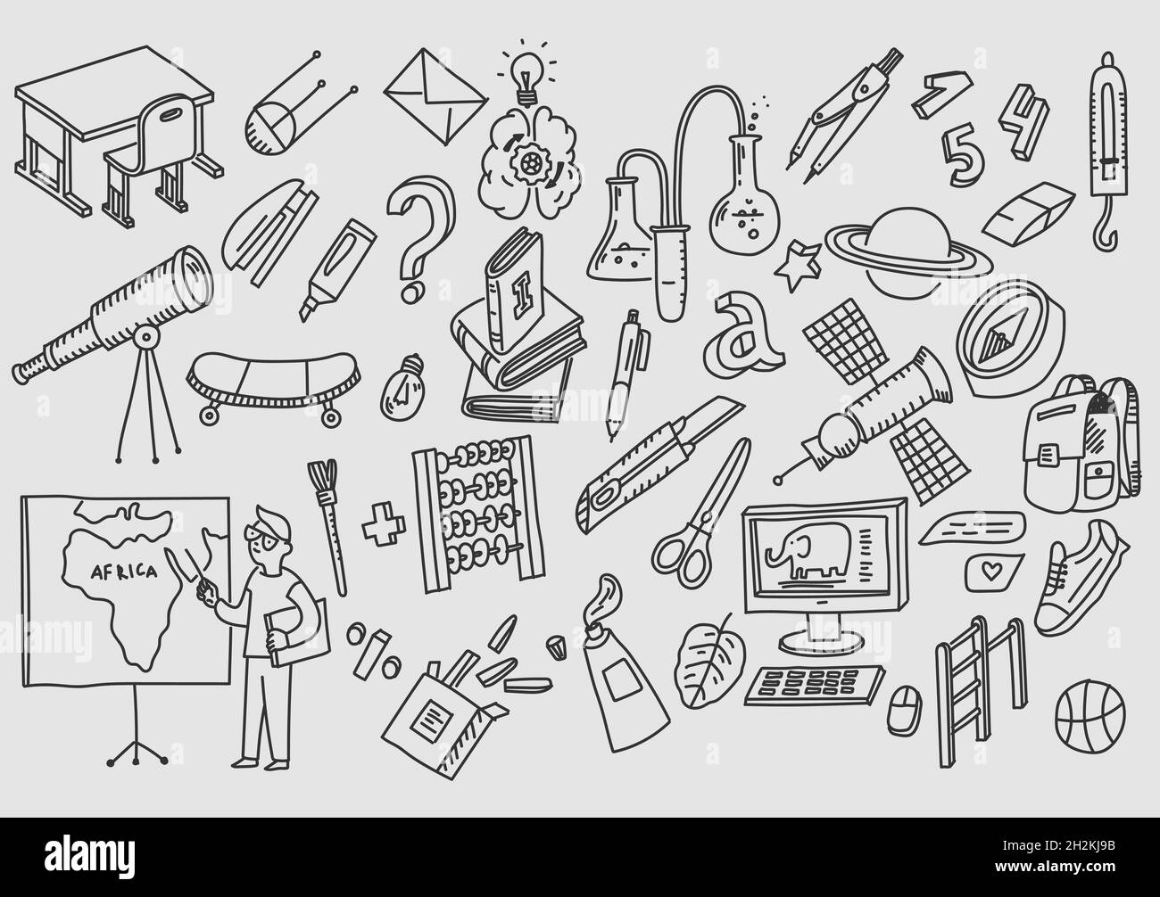 Hand drawn vector doodle school icons and symbols Stock Vector Image ...