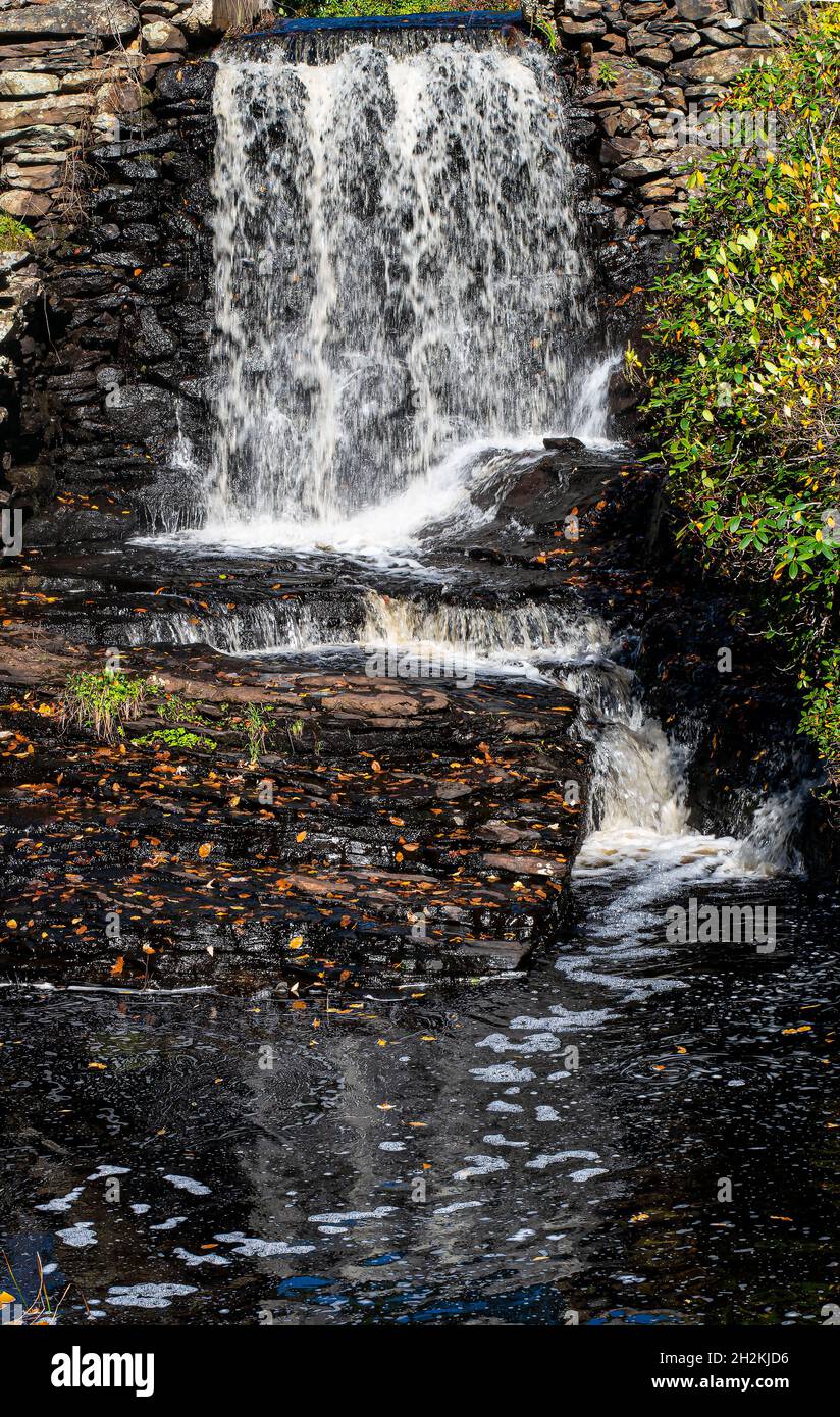 the water fall at moore state park in paxton massachusetts on a autumn ...