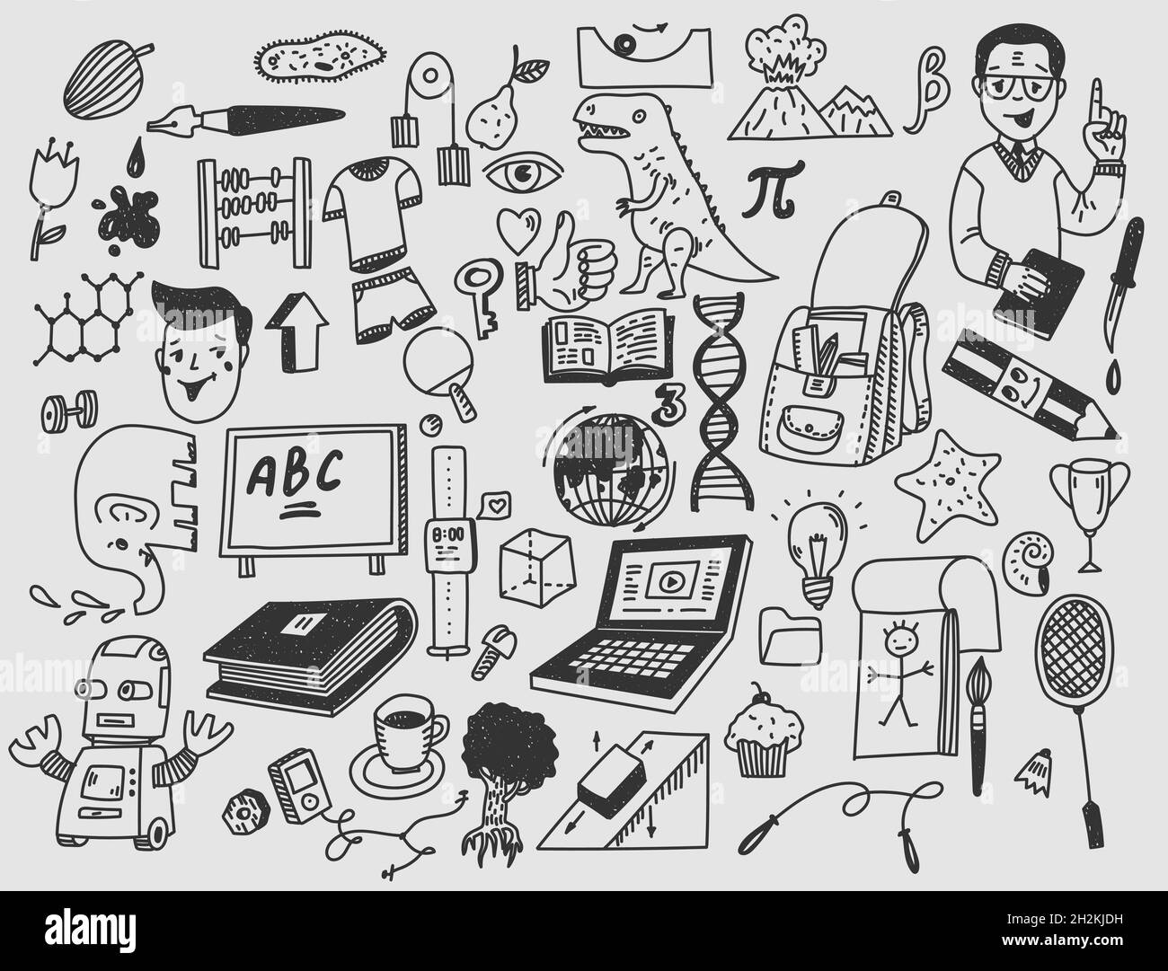 Learning and education Hand drawn doodle school items Stock Vector ...