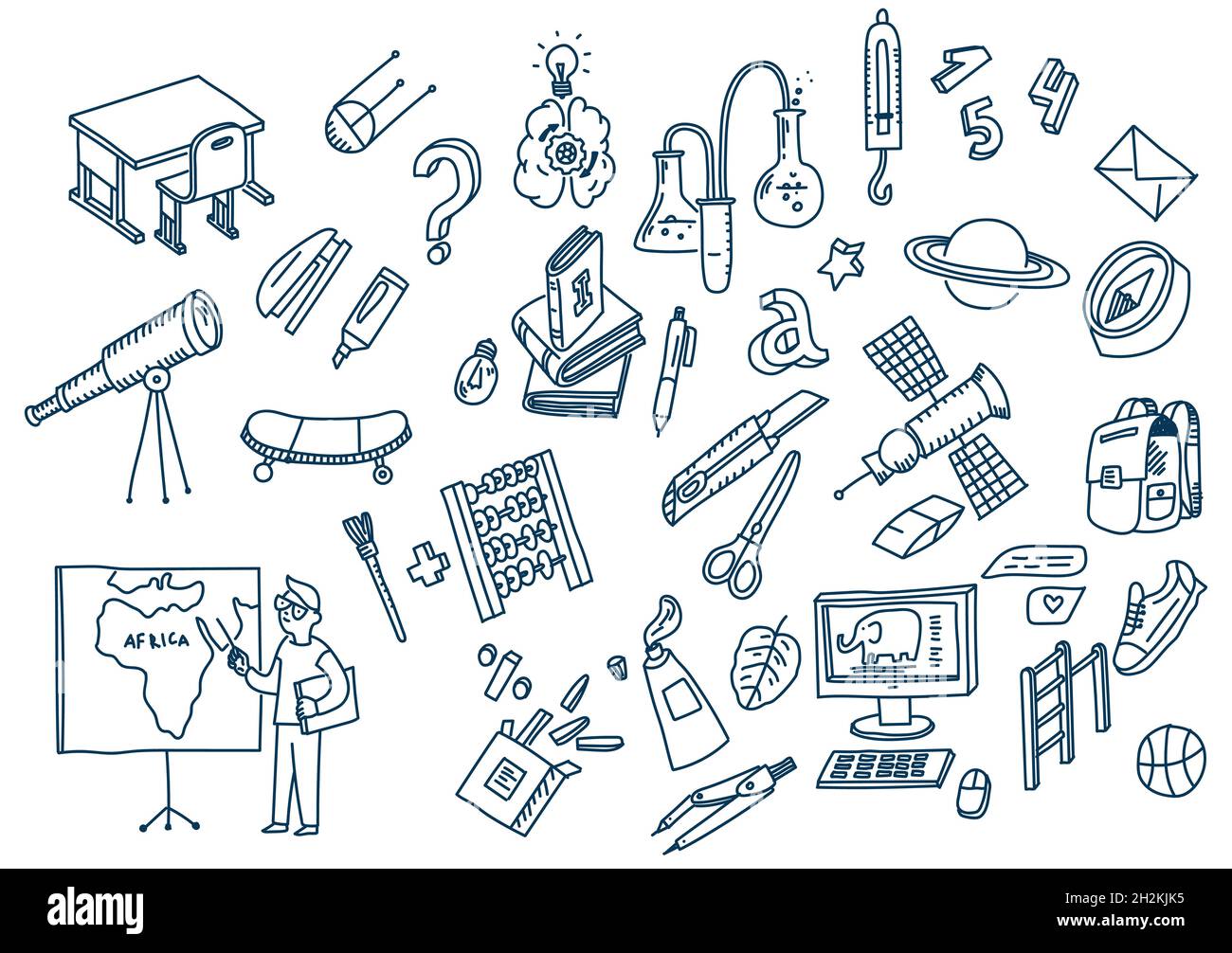 Learning and education Hand drawn doodle school elements Stock Vector Image & Art - Alamy