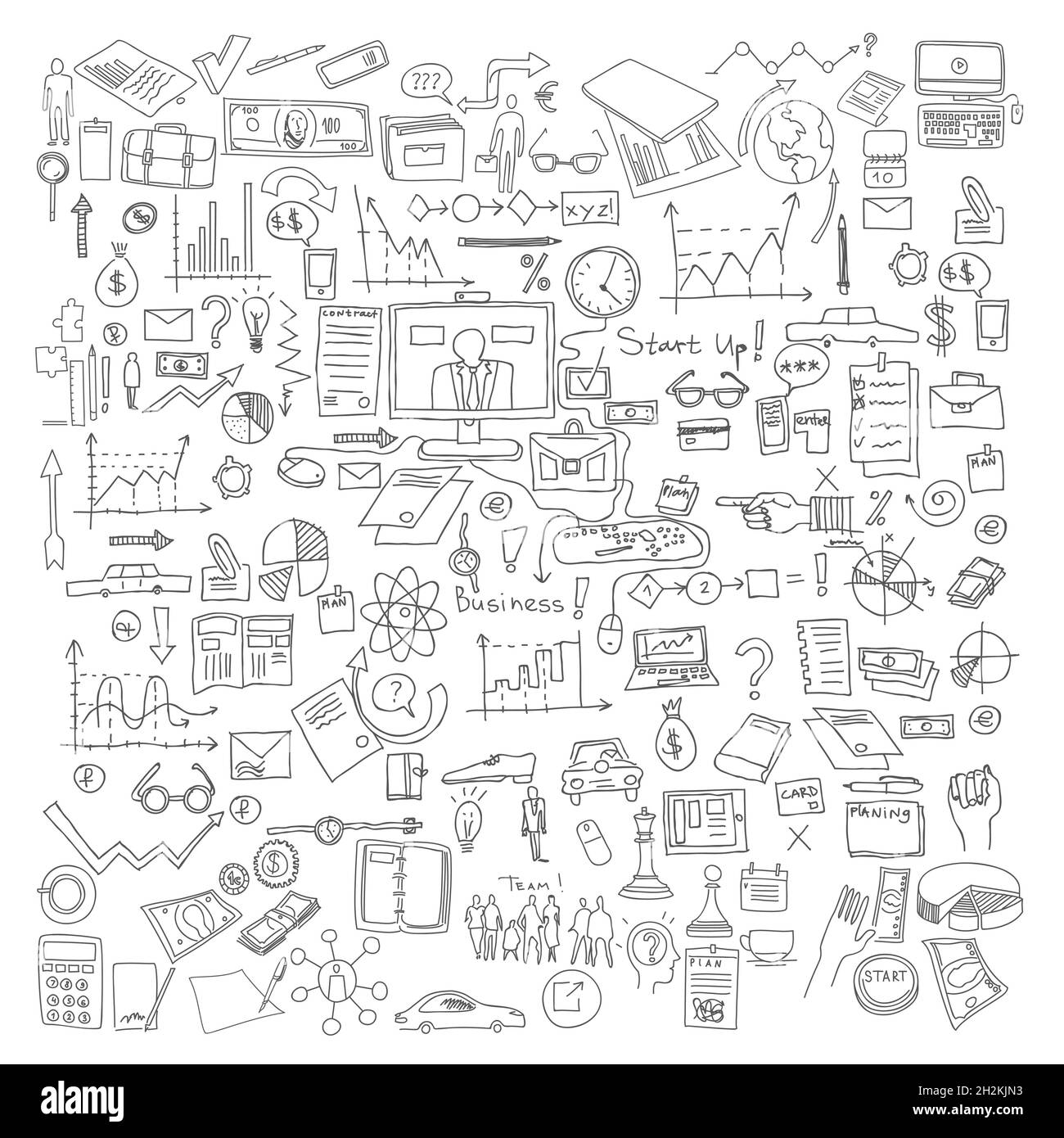 Hand draw doodle elements. Business finance chart graph Stock Vector ...