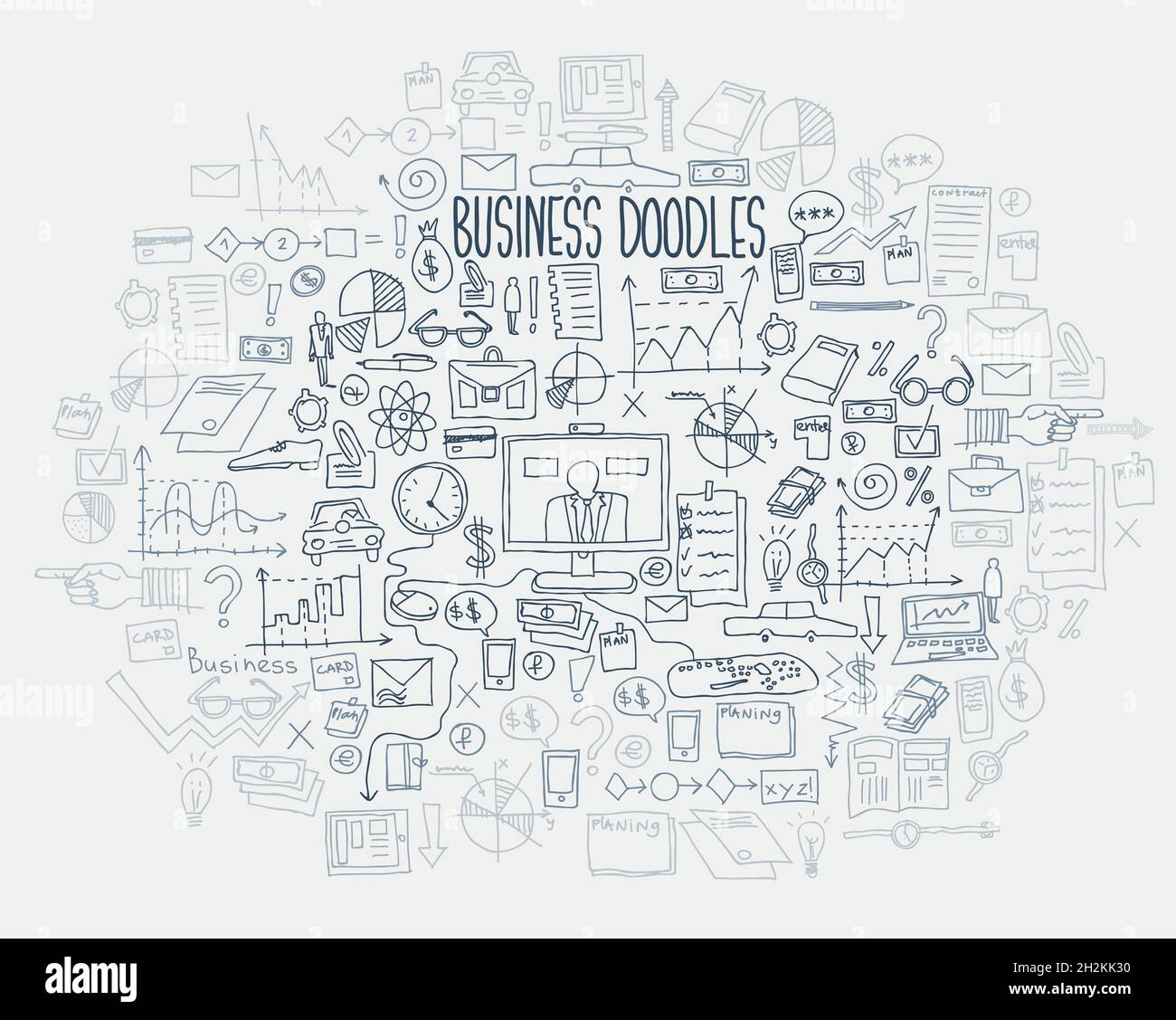Hand draw doodle elements. Business finance chart graph Stock Vector ...