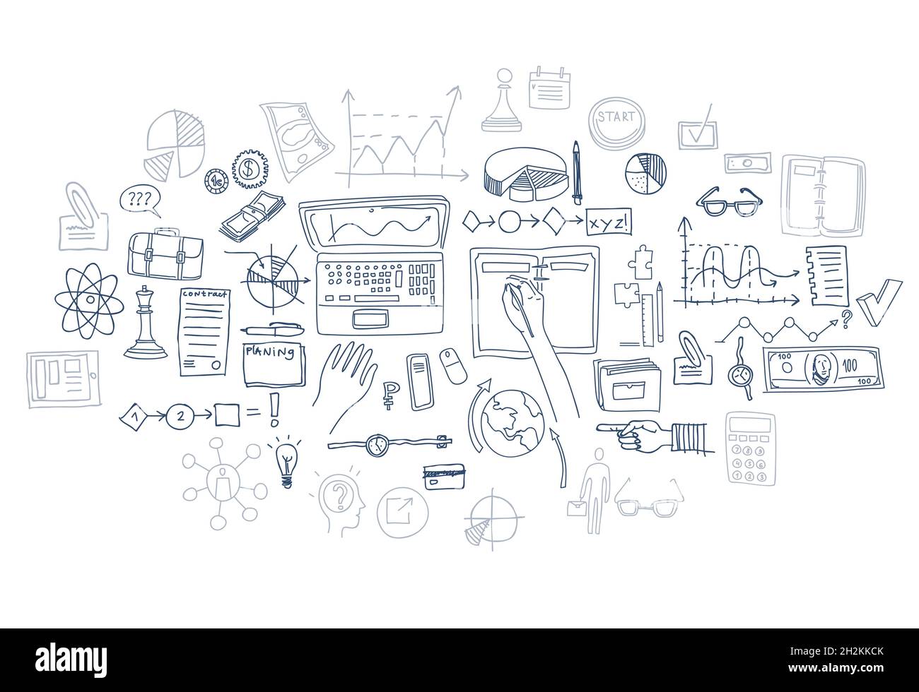 Hand draw doodle elements. Business finance chart graph Stock Vector ...