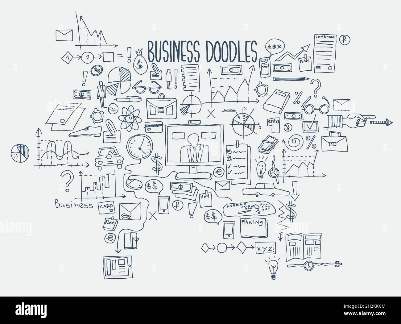Hand draw doodle elements. Business finance chart graph Stock Vector ...
