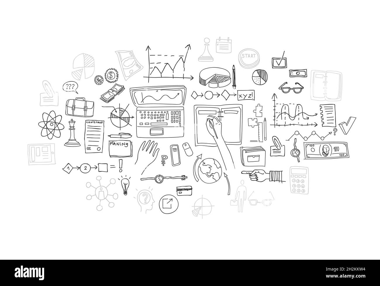 Hand draw doodle elements. Business finance chart graph Stock Vector ...