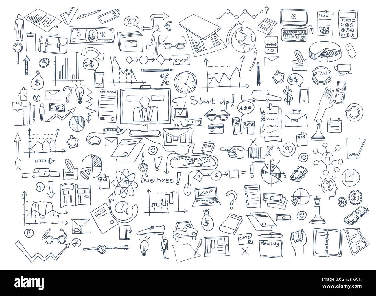 Hand draw doodle elements. Business finance chart graph Stock Vector ...