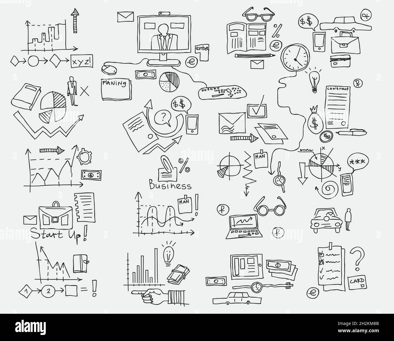 Hand draw doodle elements. Business finance chart graph Stock Vector ...