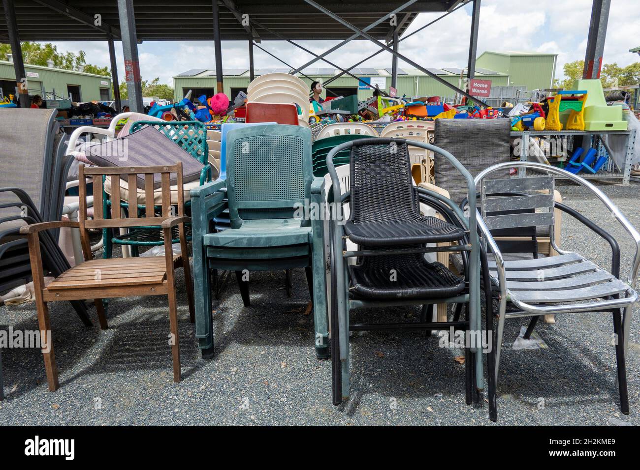 Mackay, Queensland, Australia - October 2021: Stacks of chairs and ...