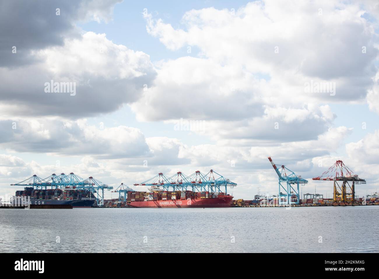 Shipping containers cargo ships arrive at Port Newark Container ...
