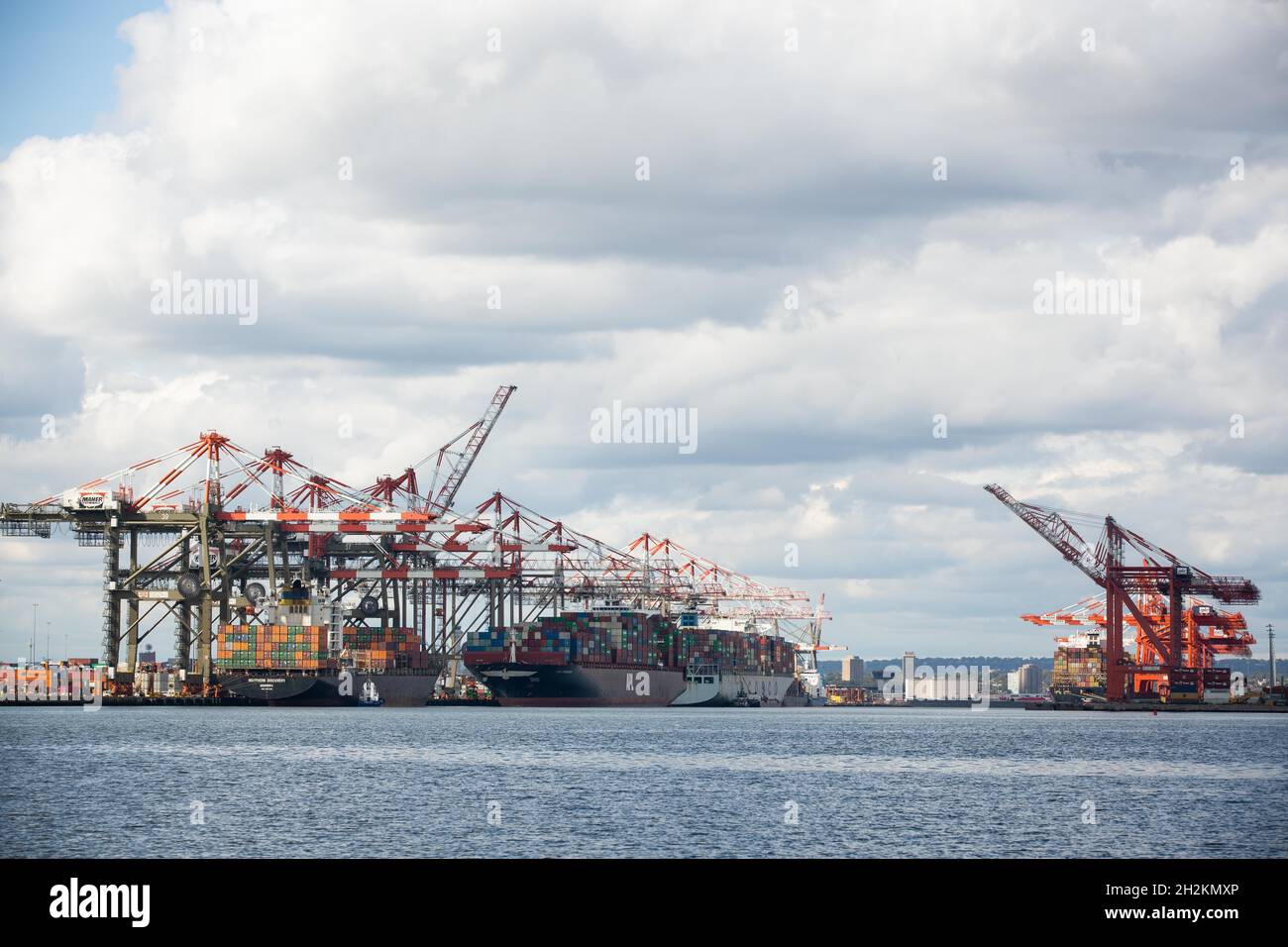 Shipping containers cargo ships arrive at Port Newark Container ...