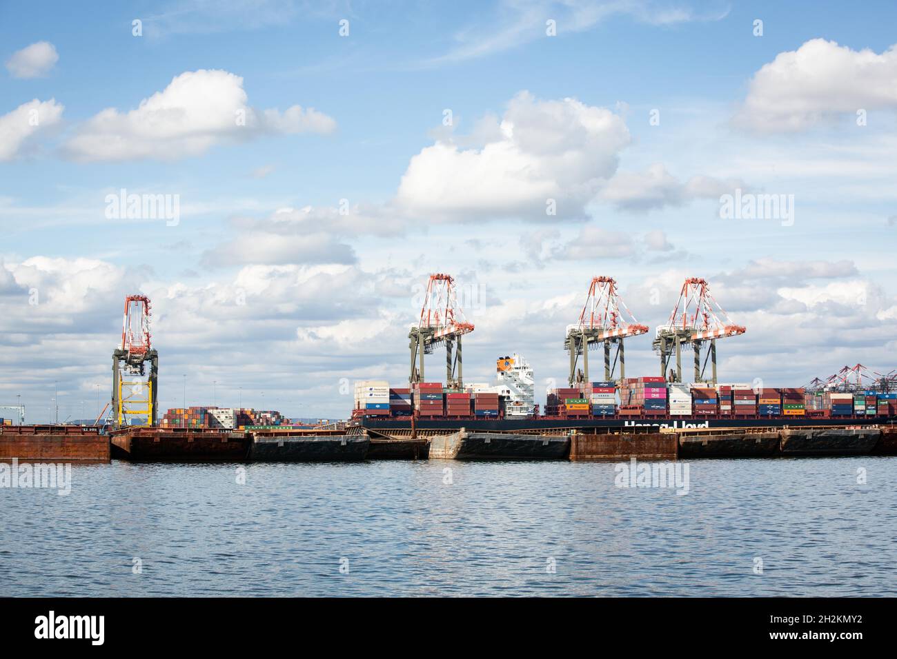 Shipping containers cargo ships arrive at Port Newark Container ...