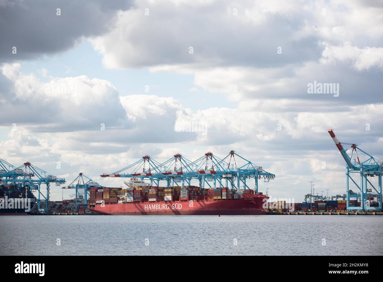 Shipping containers cargo ships arrive at Port Newark Container ...