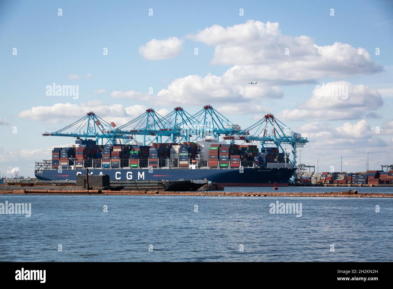 Shipping containers cargo ships arrive at Port Newark Container ...