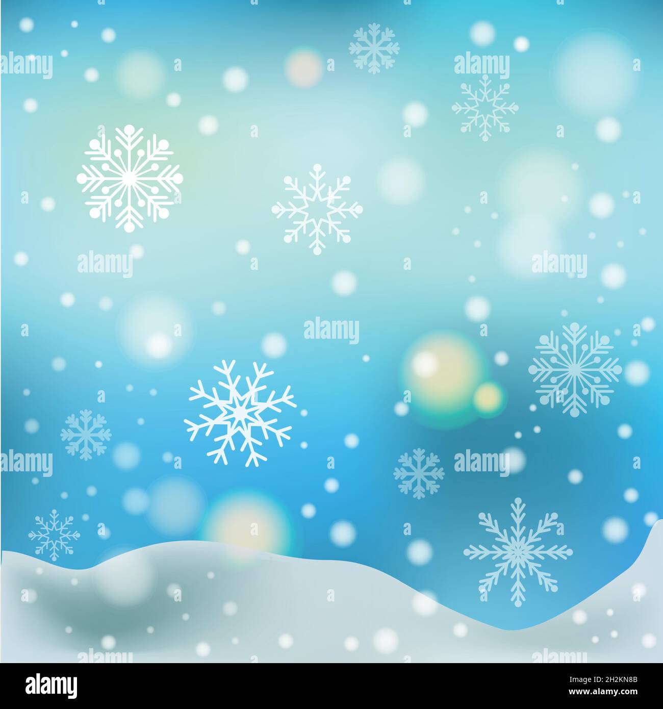 White falling snow, big snowdrifts, different snowflakes, festive ...