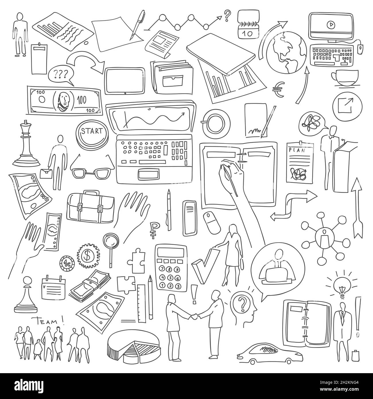 Hand draw doodle elements. Business finance chart graph Stock Vector ...