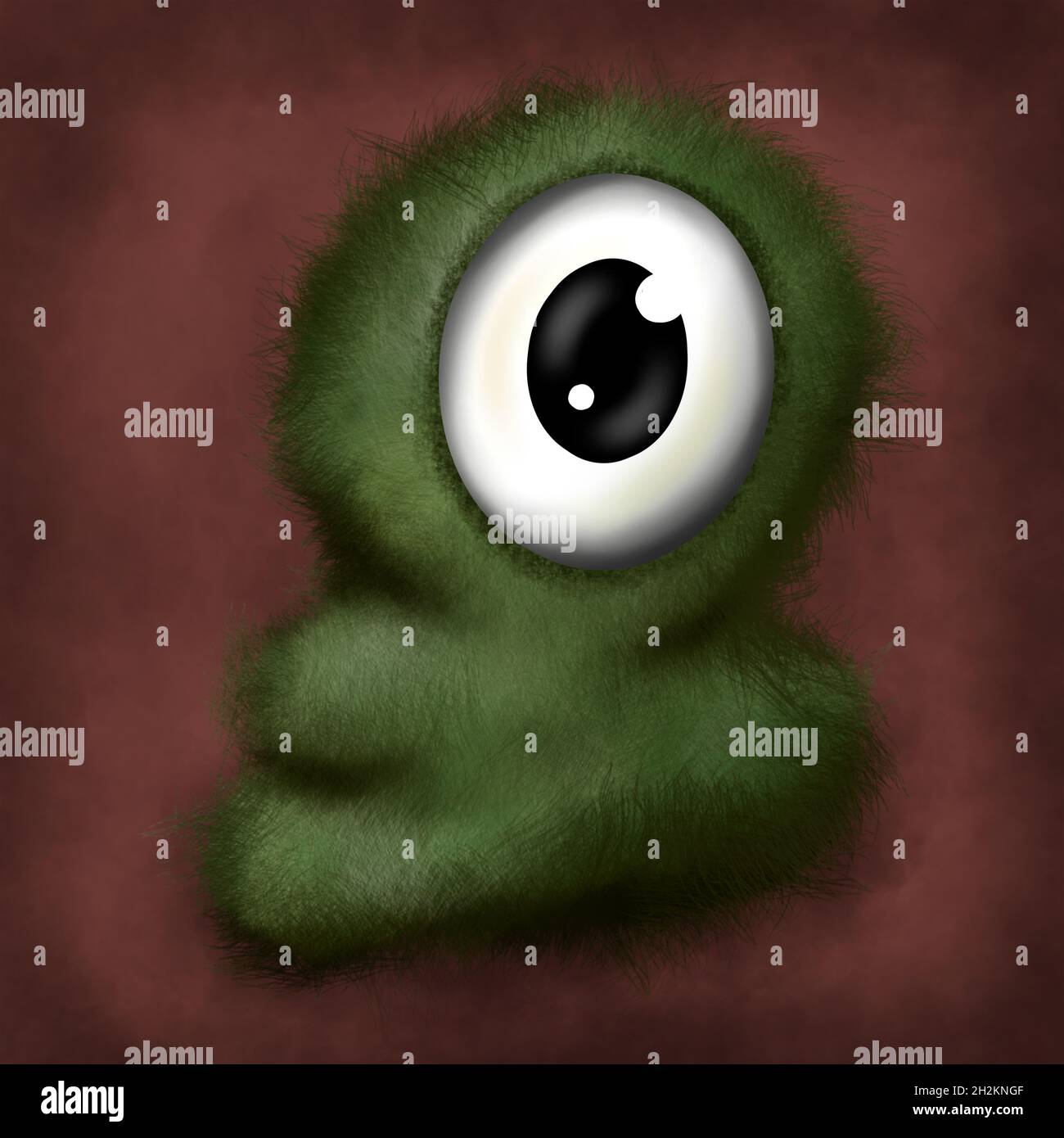 Weird Hairy Eyeball Monster Alien Character Cartoon Illustration for ...