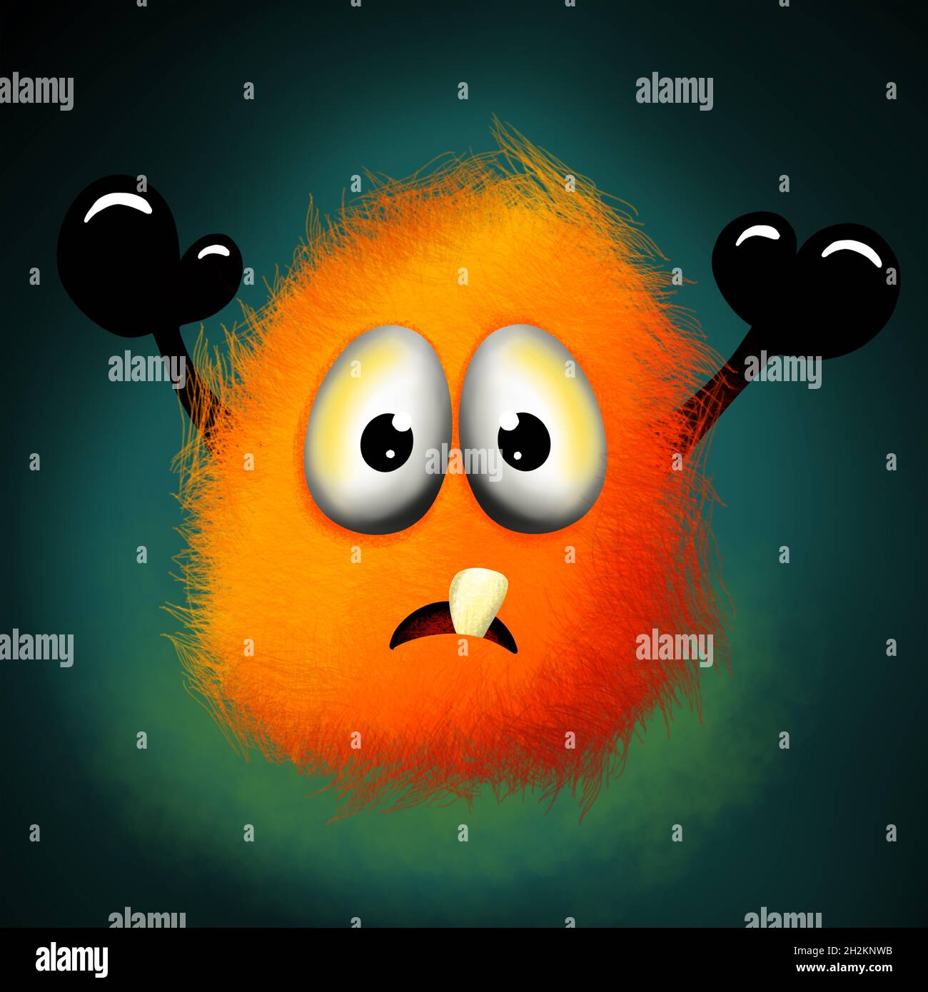 Weird Hairy Eyeball Monster Alien Character Cartoon Illustration for ...